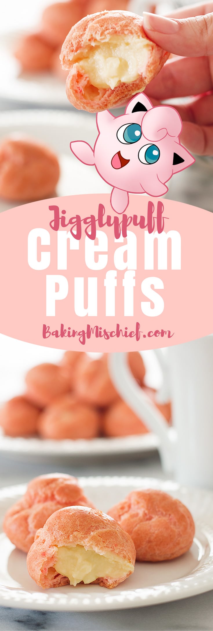 Jigglypuff Pink Cream Puffs - Baking Mischief