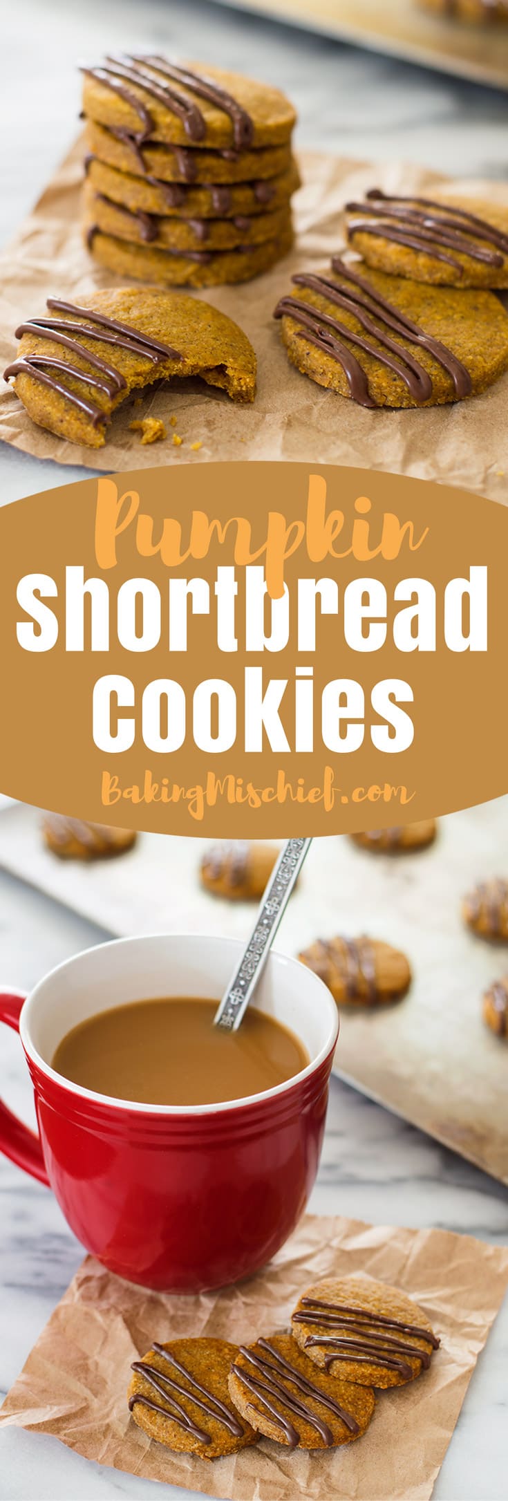 Pumpkin Shortbread Cookies - Baking Mischief