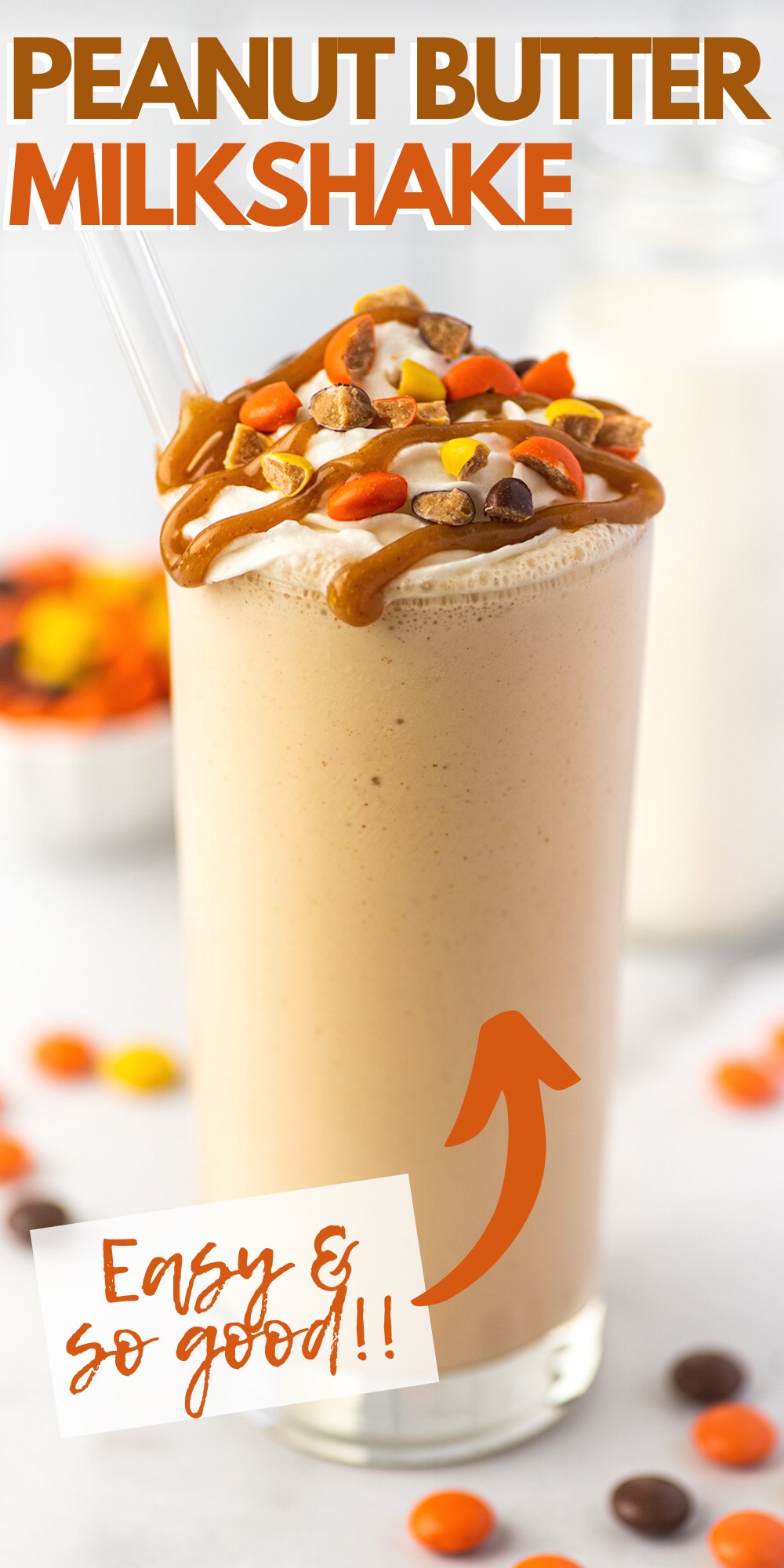 Creamy Peanut Butter Milkshake - Baking Mischief